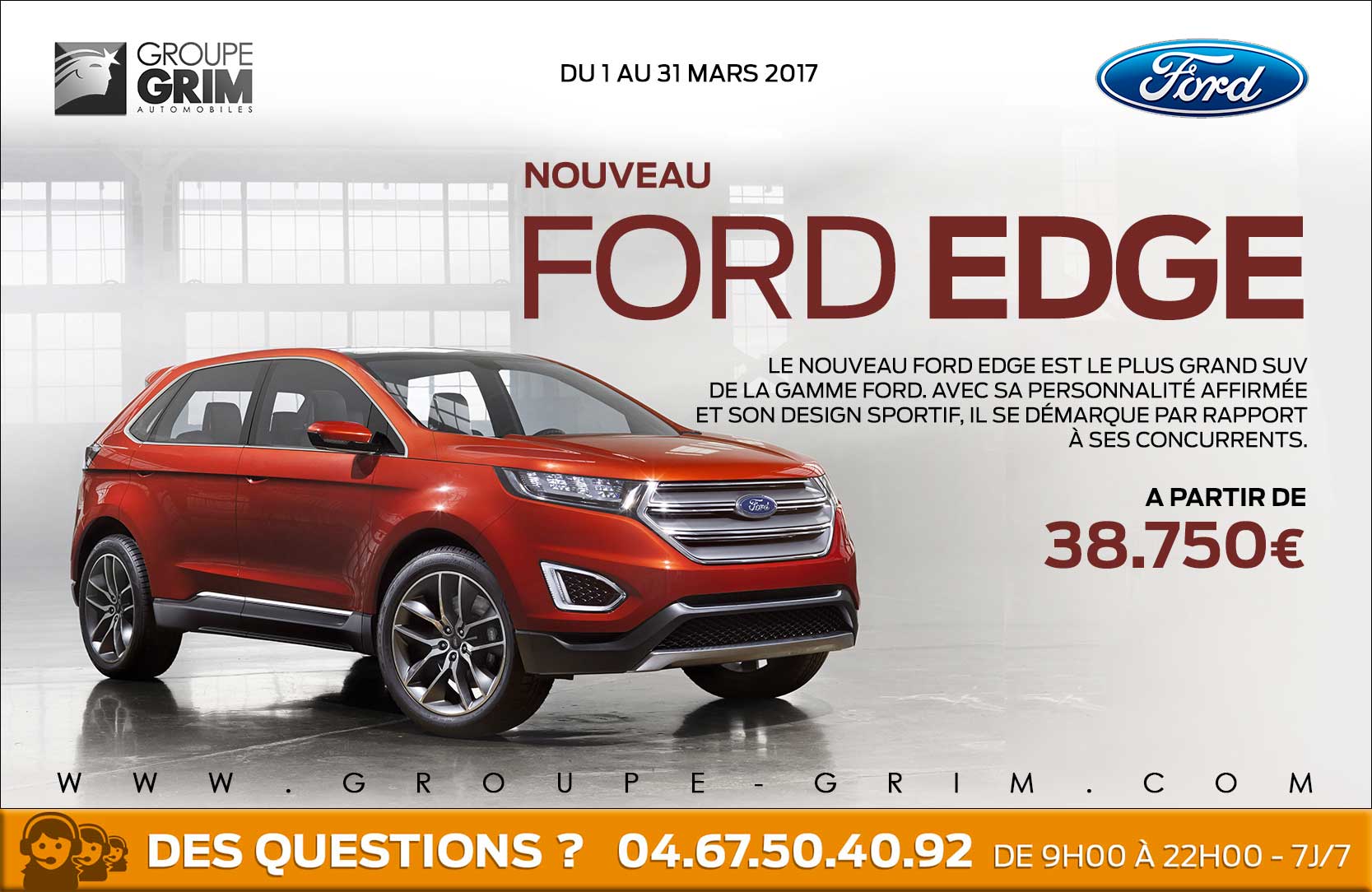 Nouveau Ford Edge à partir de 38.750€ - Ford Montpellier - Ford Valence ...
